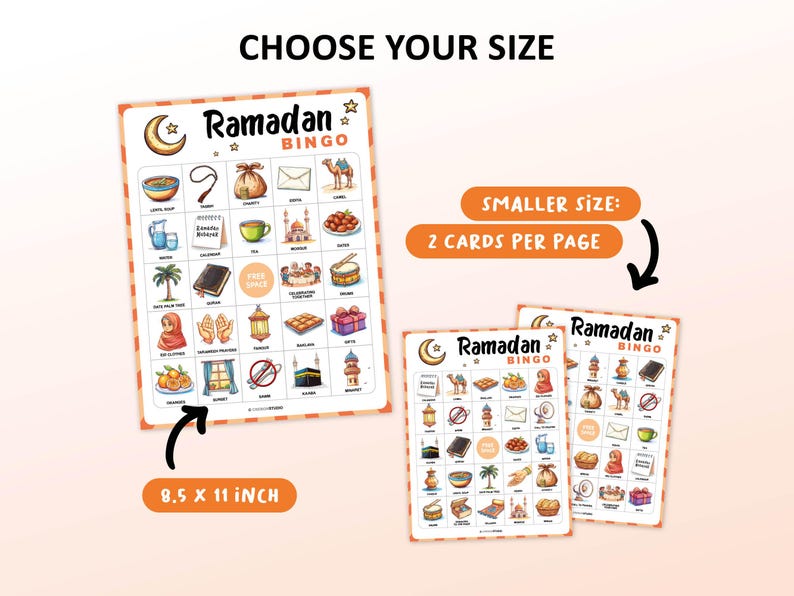 Ramadan Bingo, 50 Printable Bingo Cards, Eid Mubarak 2026 Party Game ...