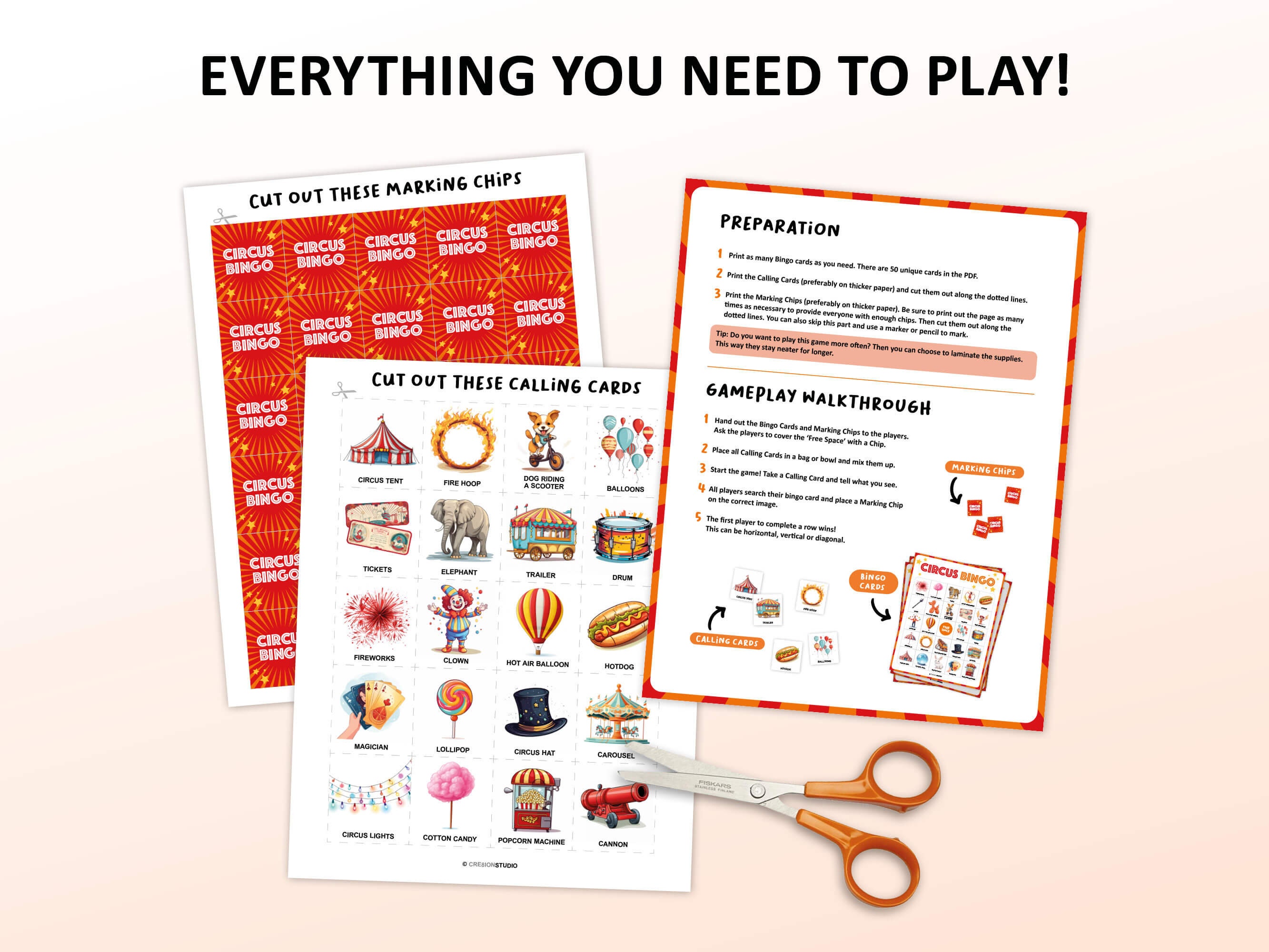 Circus Bingo, 50 Circus Party Bingo Cards, Birthday Activities, Kids ...