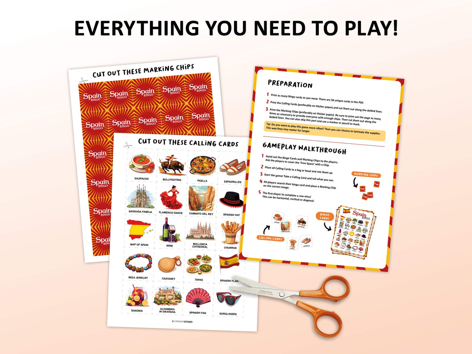 Spain Travel Bingo Game, 50 Spain Bingo Cards, Travel Trip Vacation ...