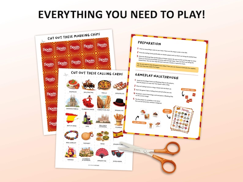 Spain Travel Bingo Game, 50 Spain Bingo Cards, Travel Trip Vacation ...