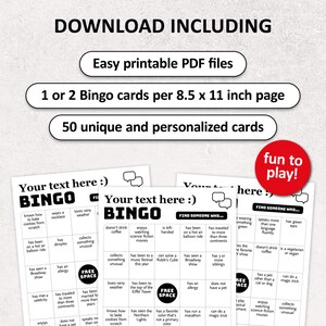 Personalized Office Bingo, 50 Human Bingo Cards, Icebreaker Party Game ...