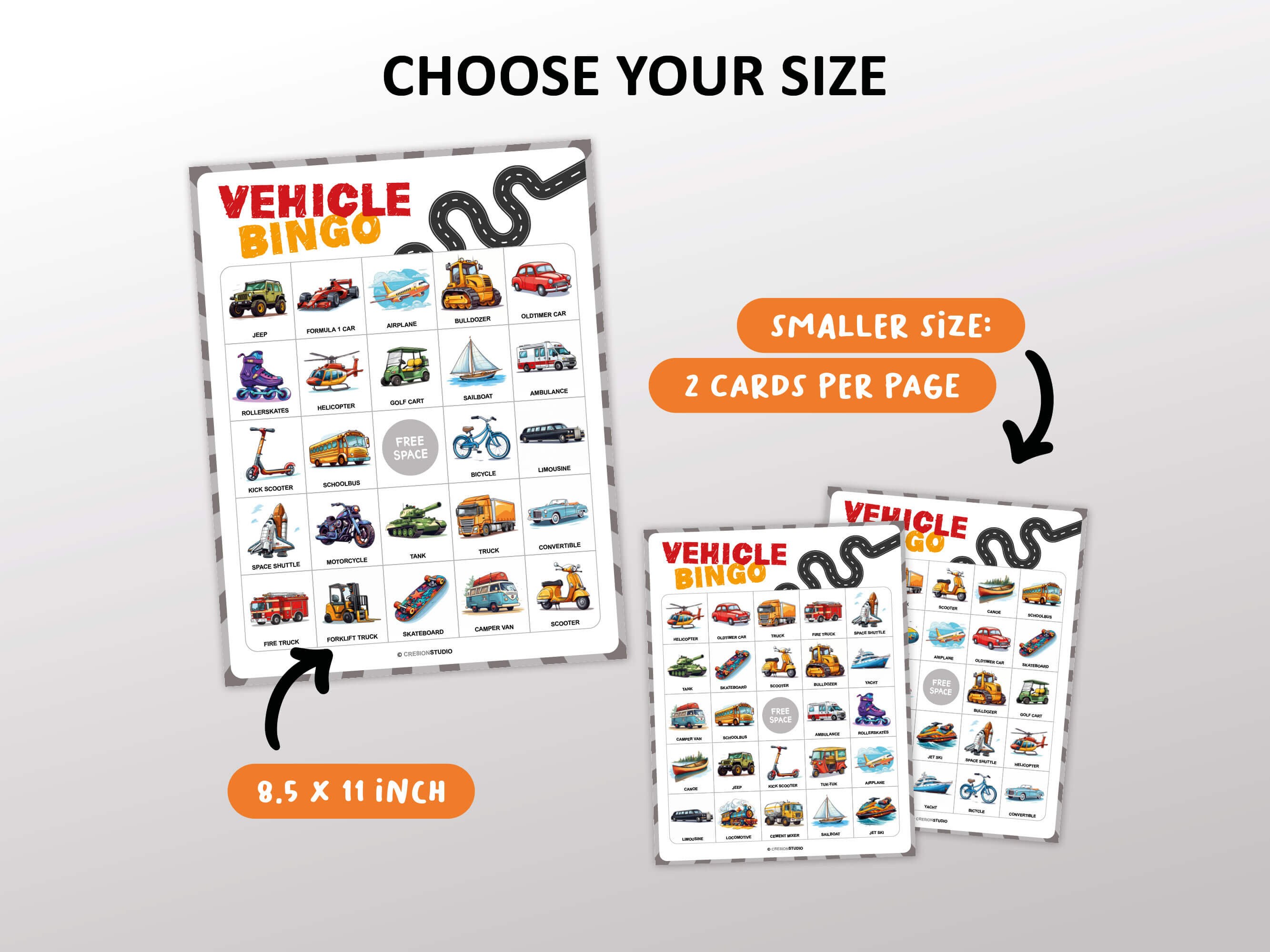 Car Bingo, 50 Birthday Automobile Cards, Birthday Activities, Kids ...