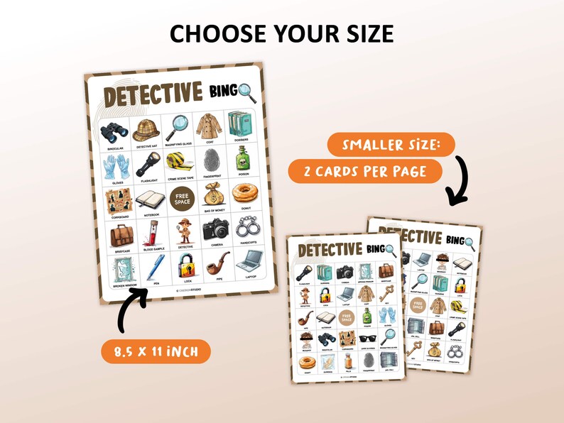 Detective Bingo, 50 Bingo Cards, Printable Party Game, Investigation ...