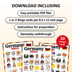 Germany Travel Bingo Game, 50 Bingo Cards, Europe Travel Trip Vacation ...