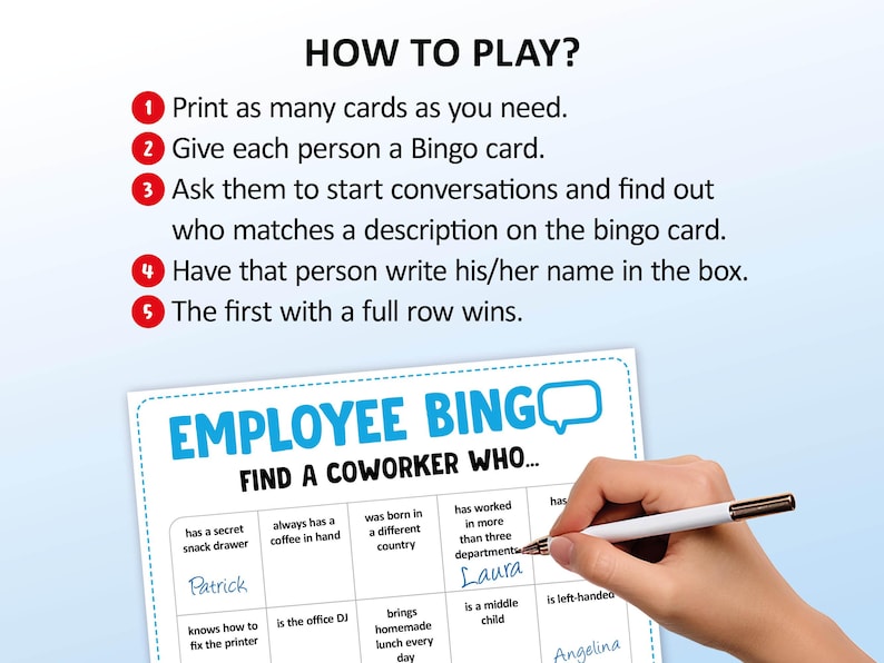 Coworker Bingo, 100 Office Bingo Cards, Icebreaker Party Game, Get to ...