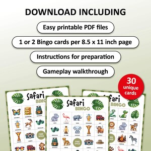 Safari Bingo, 30 Birthday Bingo Cards, Birthday Activities, Kids Safari ...