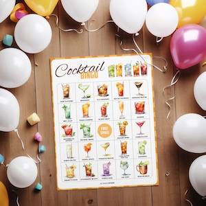 Cocktail Party Game, 50 Cocktail Bingo Cards, Bachelorette Party ...