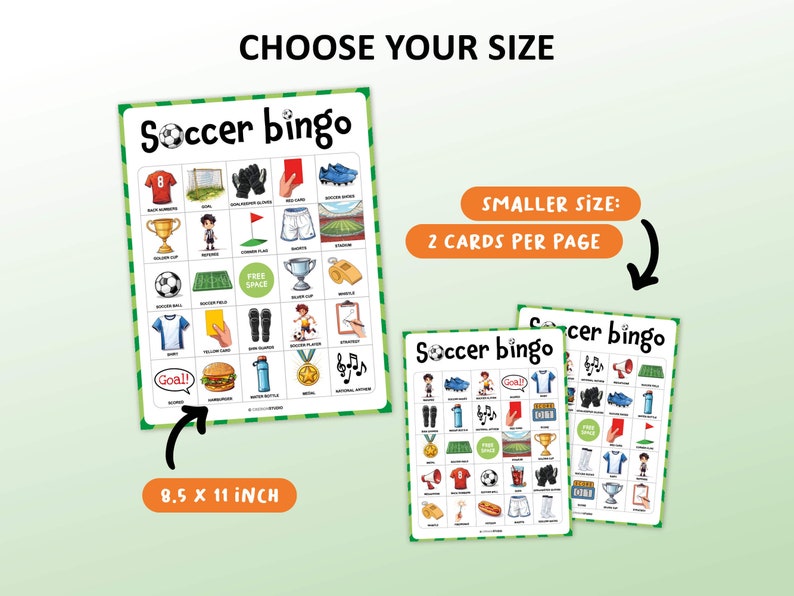 Soccer Bingo, 50 Football Bingo Cards, Birthday Activities, Kids Party ...