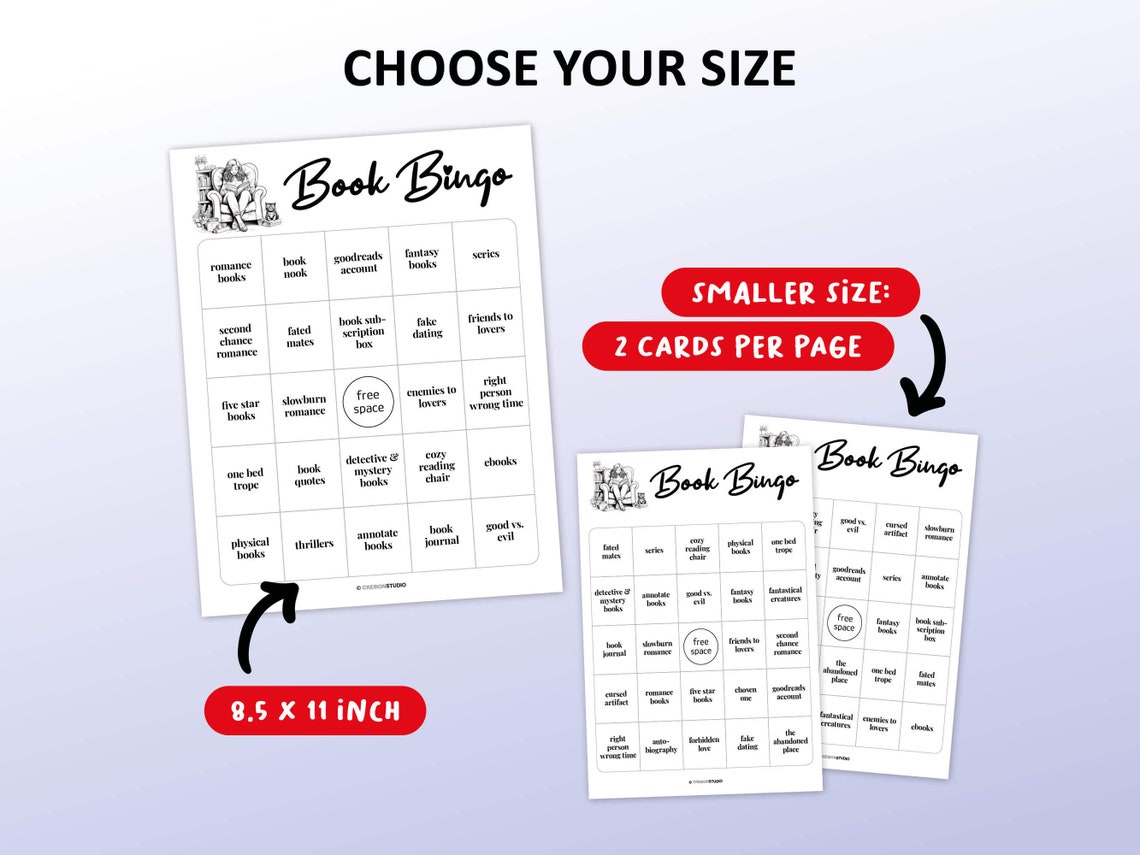 Book Bingo Game, 50 Book Bingo Cards, Book Club Activities, Girls Night ...