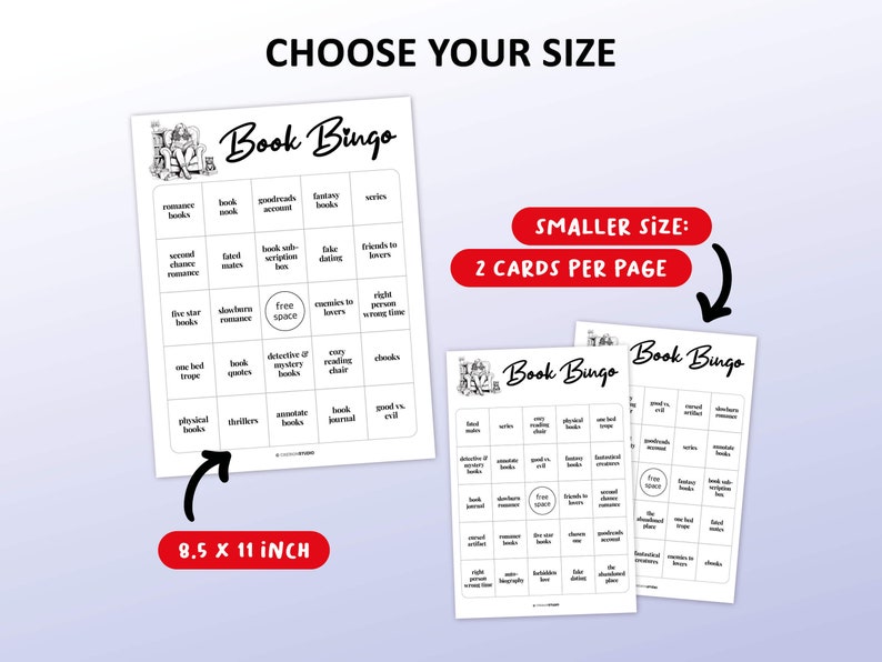 Book Bingo Game, 50 Book Bingo Cards, Book Club Activities, Girls Night ...