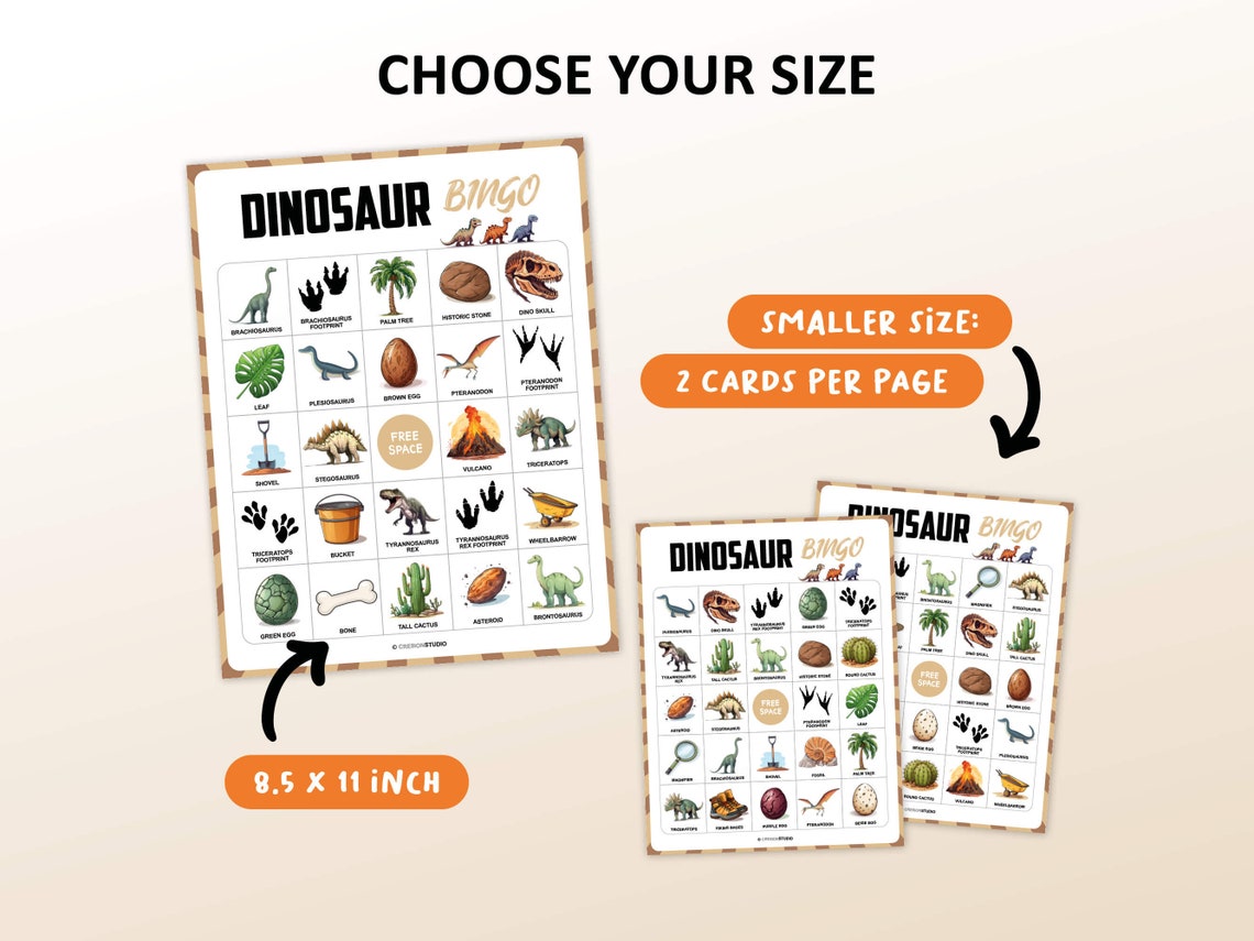 Dinosaur Bingo, 30 Dinosaurs Bingo Cards, Birthday Activitiy, Kids Dino ...