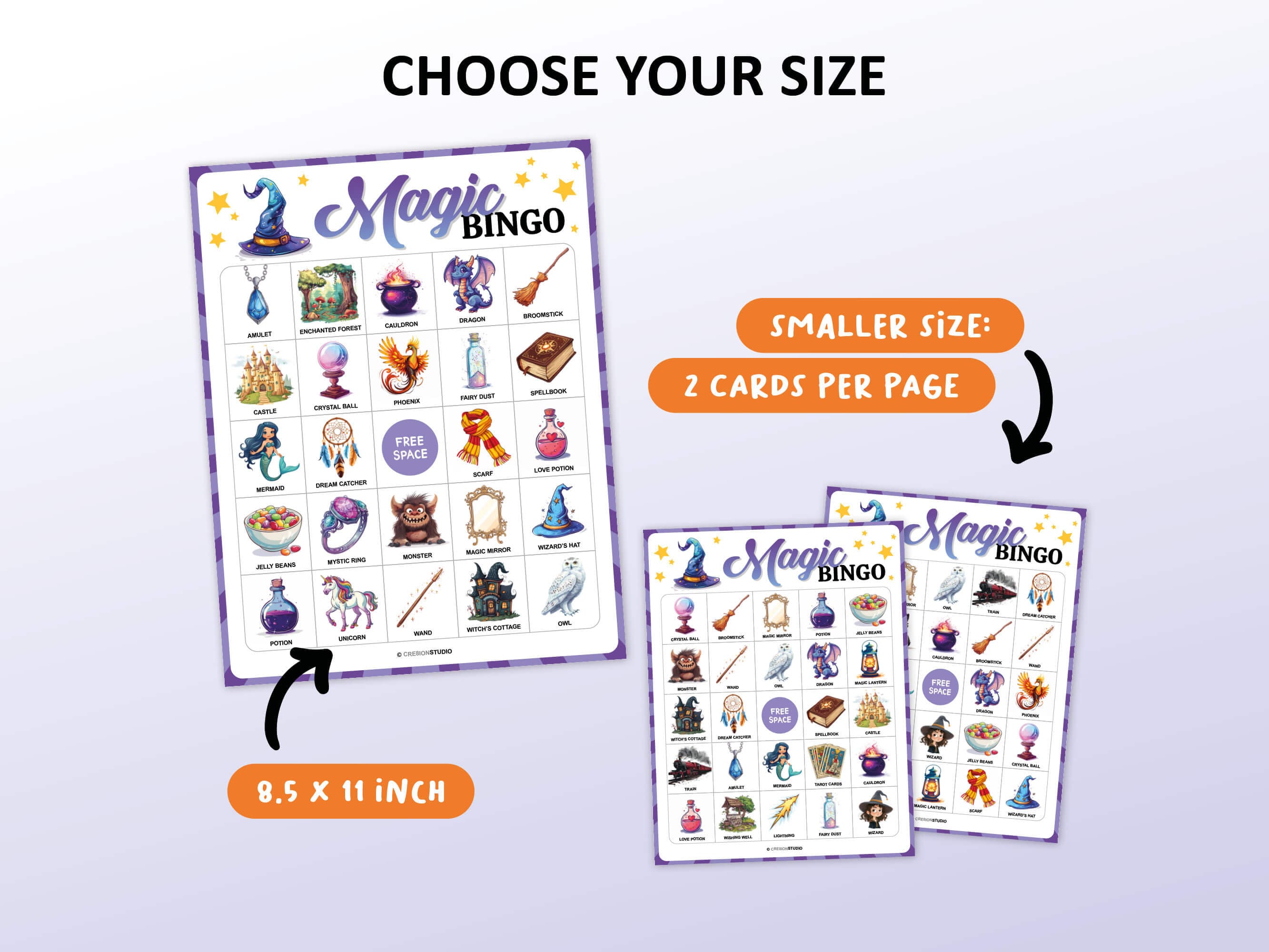 Magic Bingo, 50 Printable Bingo Cards, Birthday Party Game, Kids Wizard ...