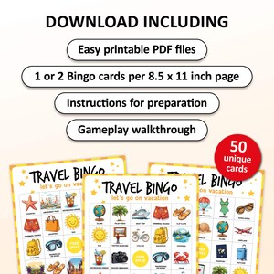 Travel Bingo Game, 50 Travel Bingo Cards, Summer Trip Vacation ...