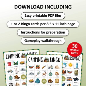 Camping Bingo, 30 Camping Bingo Cards, Vacation Classroom Activities ...