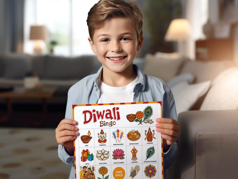 Diwali Bingo, 50 Printable Bingo Cards, Diwali 2025 Party Game for Kids ...
