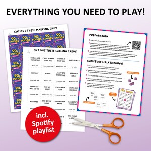90s Songs Music Bingo, 100 Bingo Cards + Spotify Playlist, Birthday ...