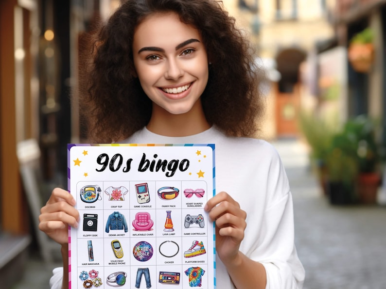 90s Party Bingo, 50 Unique Bingo Cards, Fun 90's Party Game, Printable ...