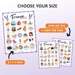 France Travel Bingo Game, 50 Bingo Cards, Travel Trip Vacation ...