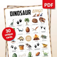 100 Dinosaur Bingo Cards Printable Game, Girl Dinosaur Birthday Party ...