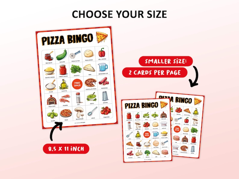 Pizza Party Bingo Game, 50 Pizza Bingo Cards, Dinner Party Activities ...