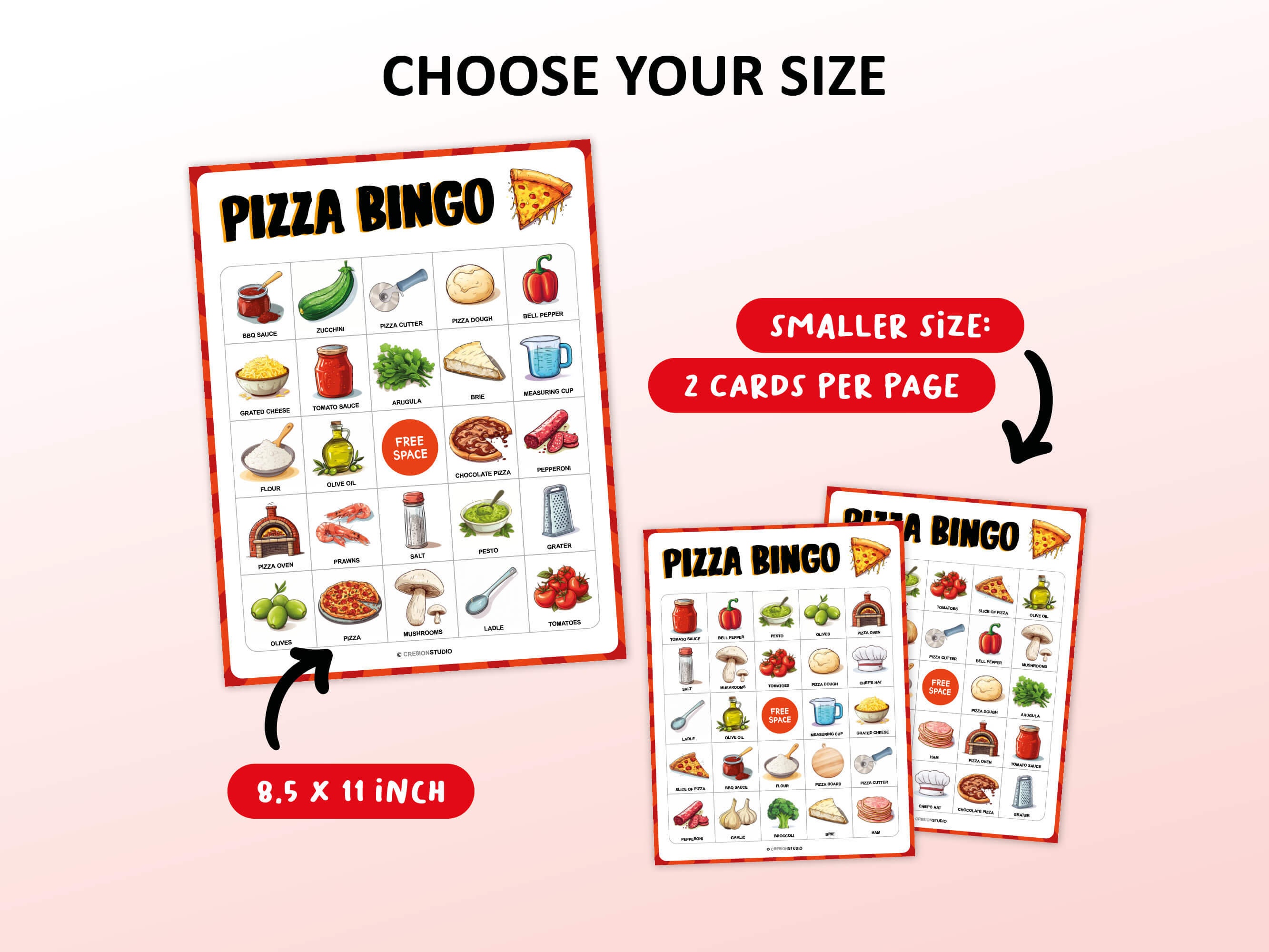Pizza Party Bingo Game, 50 Pizza Bingo Cards, Dinner Party Activities ...