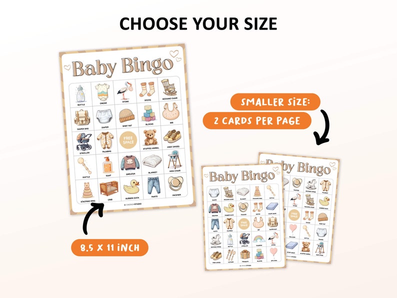 50 Baby Bingo Cards, Baby Shower Game, Baby Sprinkle Activity ...