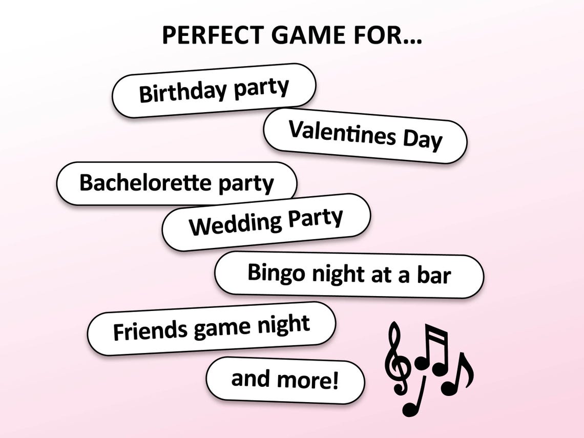 Valentines Day Music Bingo, 100 Bingo Cards + Spotify Playlist ...
