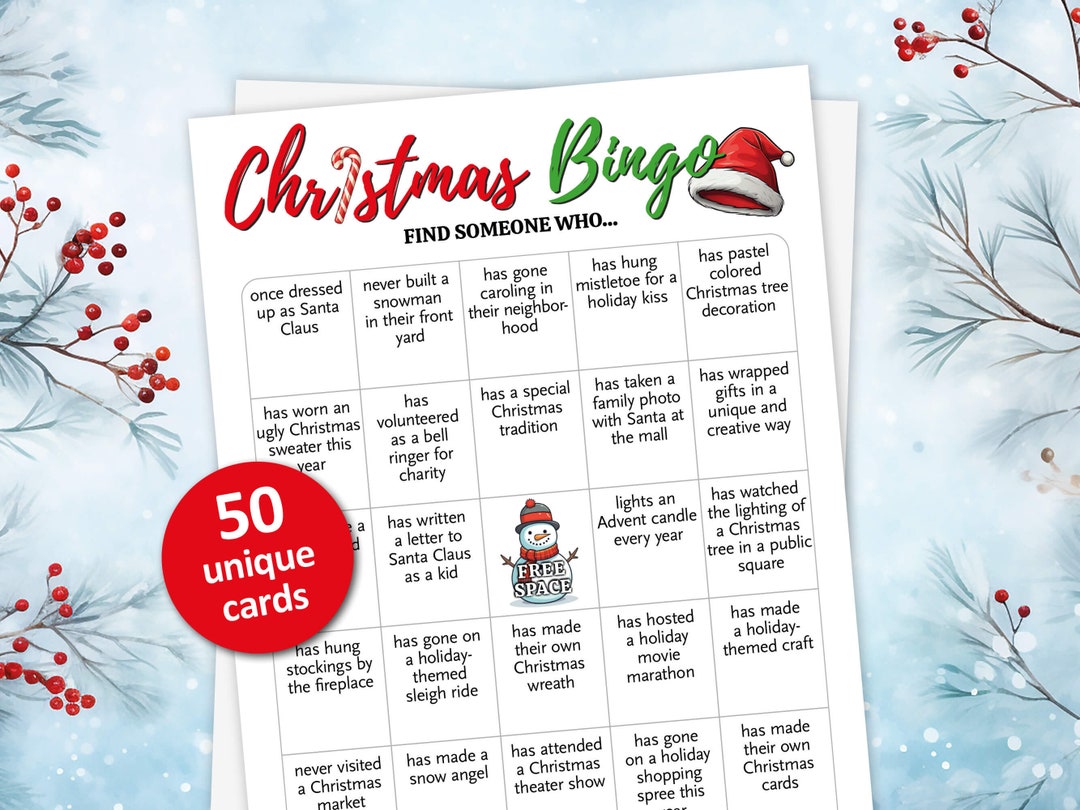 Christmas Bingo for Adults, Printable Christmas Party Games, Find the ...