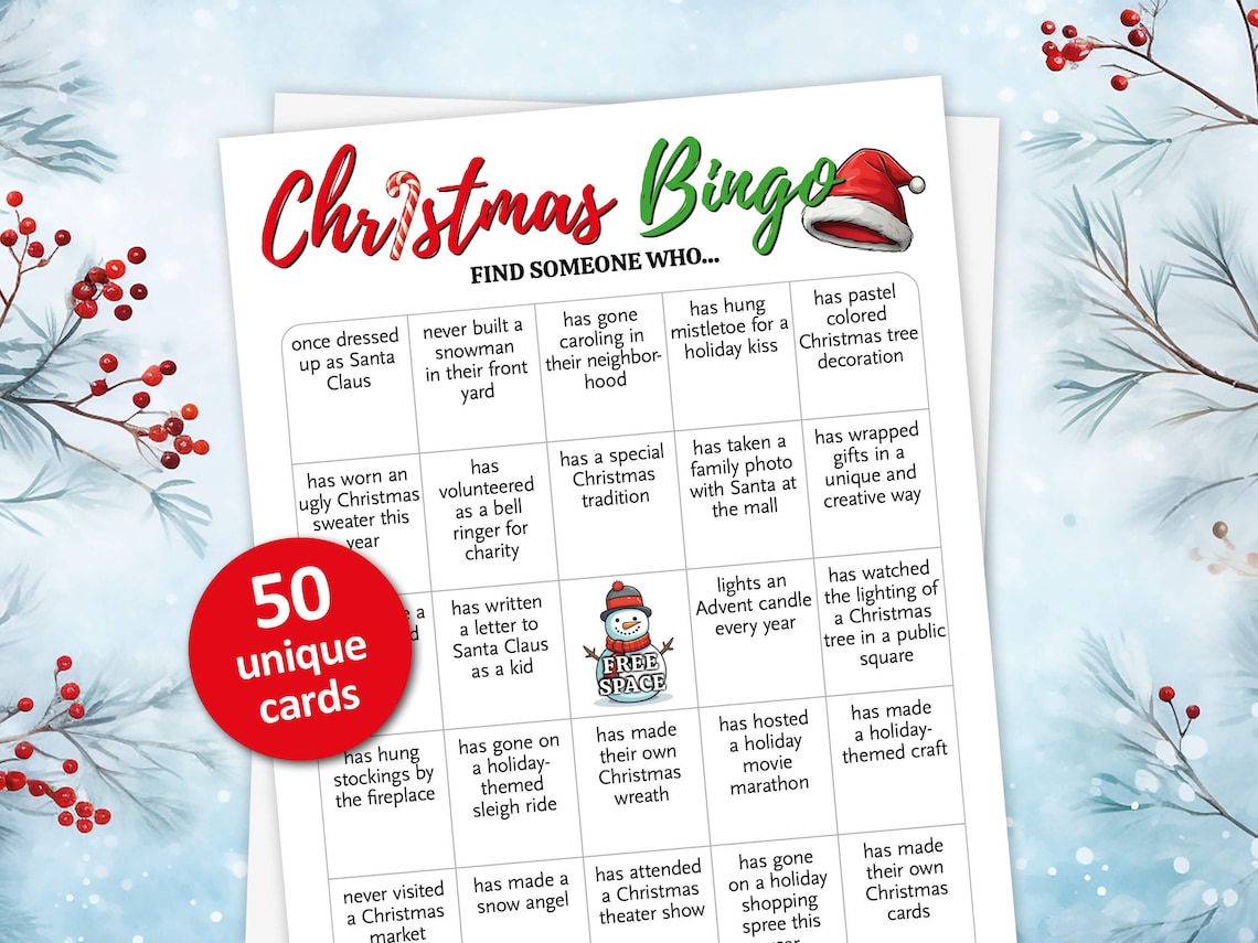 Christmas Bingo for Adults, Printable Christmas Party Games, Find the ...