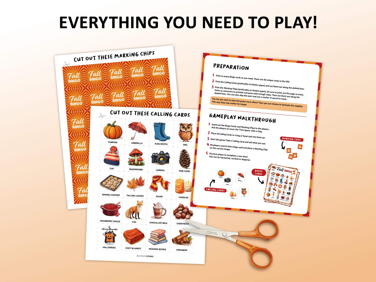 Fall Bingo, 50 Fall Bingo Cards, Season Classroom Activities, School ...