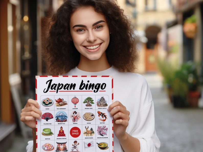 Japan Travel Bingo Game, 50 Bingo Cards, Asia Trip Vacation Activities ...