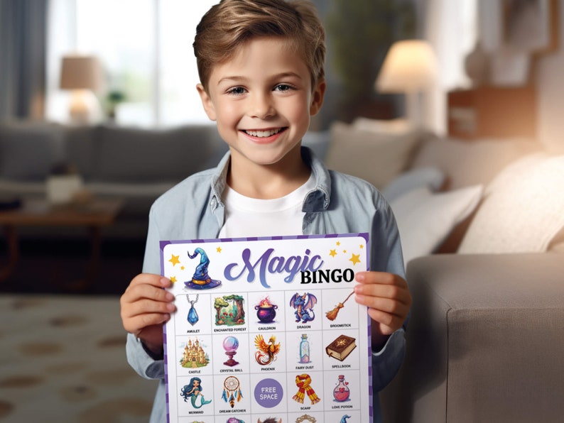 Magic Bingo, 50 Printable Bingo Cards, Birthday Party Game, Kids Wizard ...