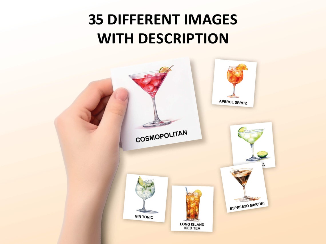 Cocktail Party Game, 50 Cocktail Bingo Cards, Bachelorette Party ...