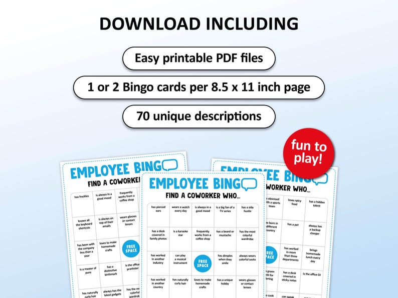 Coworker Bingo, 100 Office Bingo Cards, Icebreaker Party Game, Get to ...