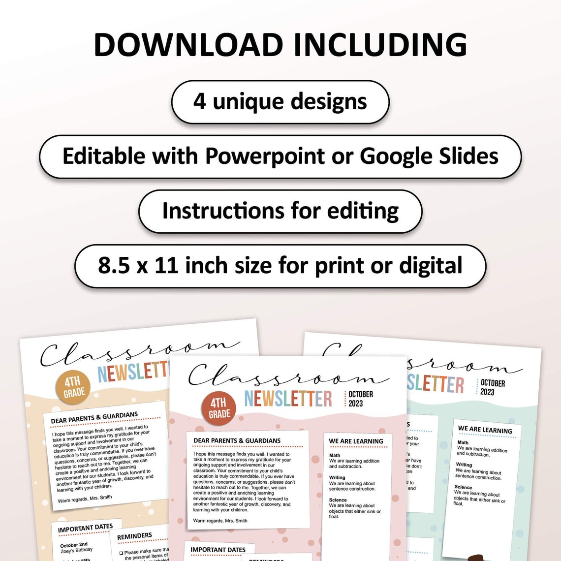 Editable Newsletter Template Bundle Monthly Classroom - Etsy