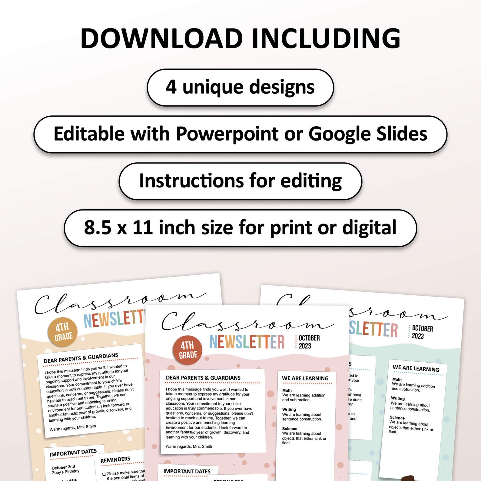 Editable Newsletter Template Bundle Monthly Classroom - Etsy