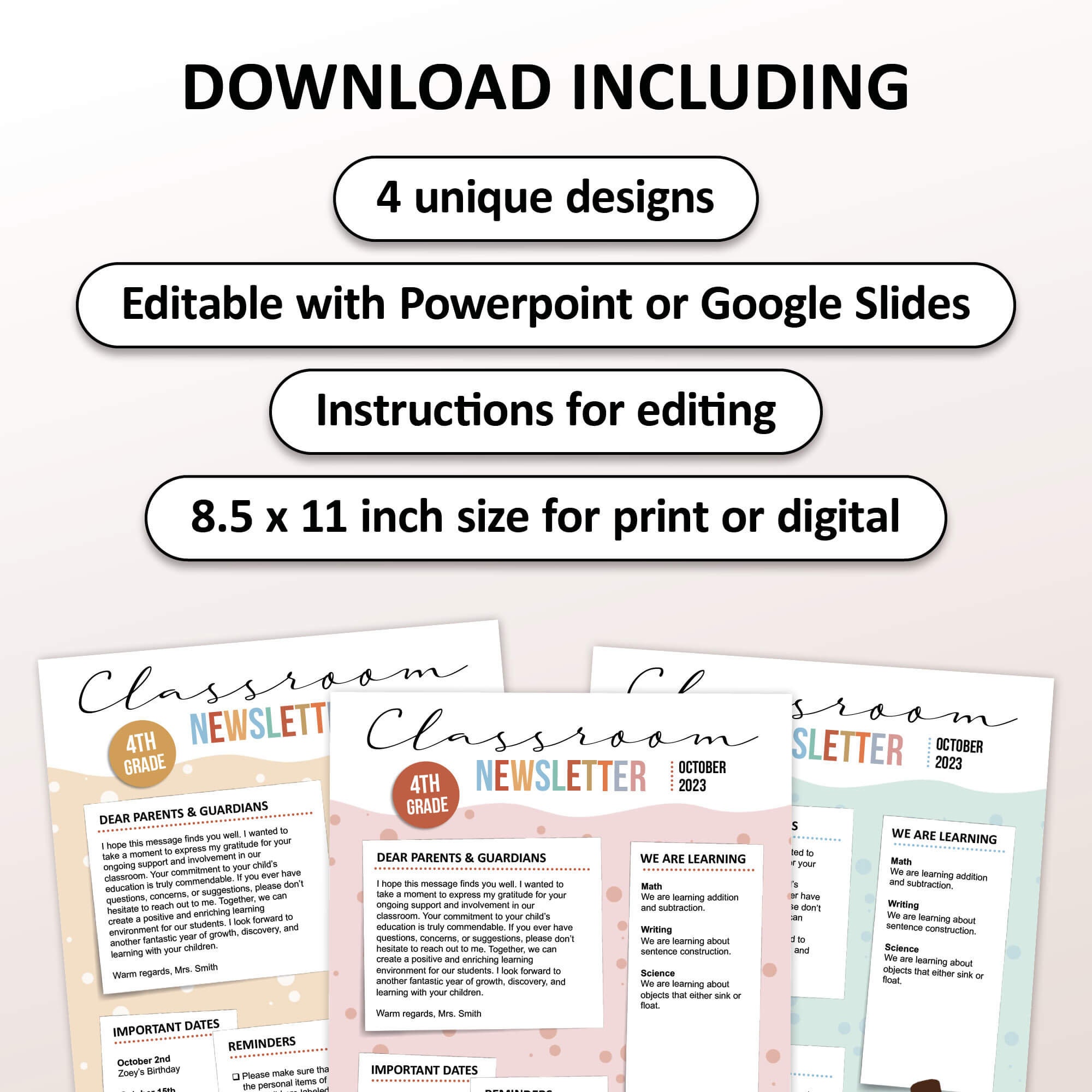 Editable Newsletter Template Bundle Monthly Classroom - Etsy
