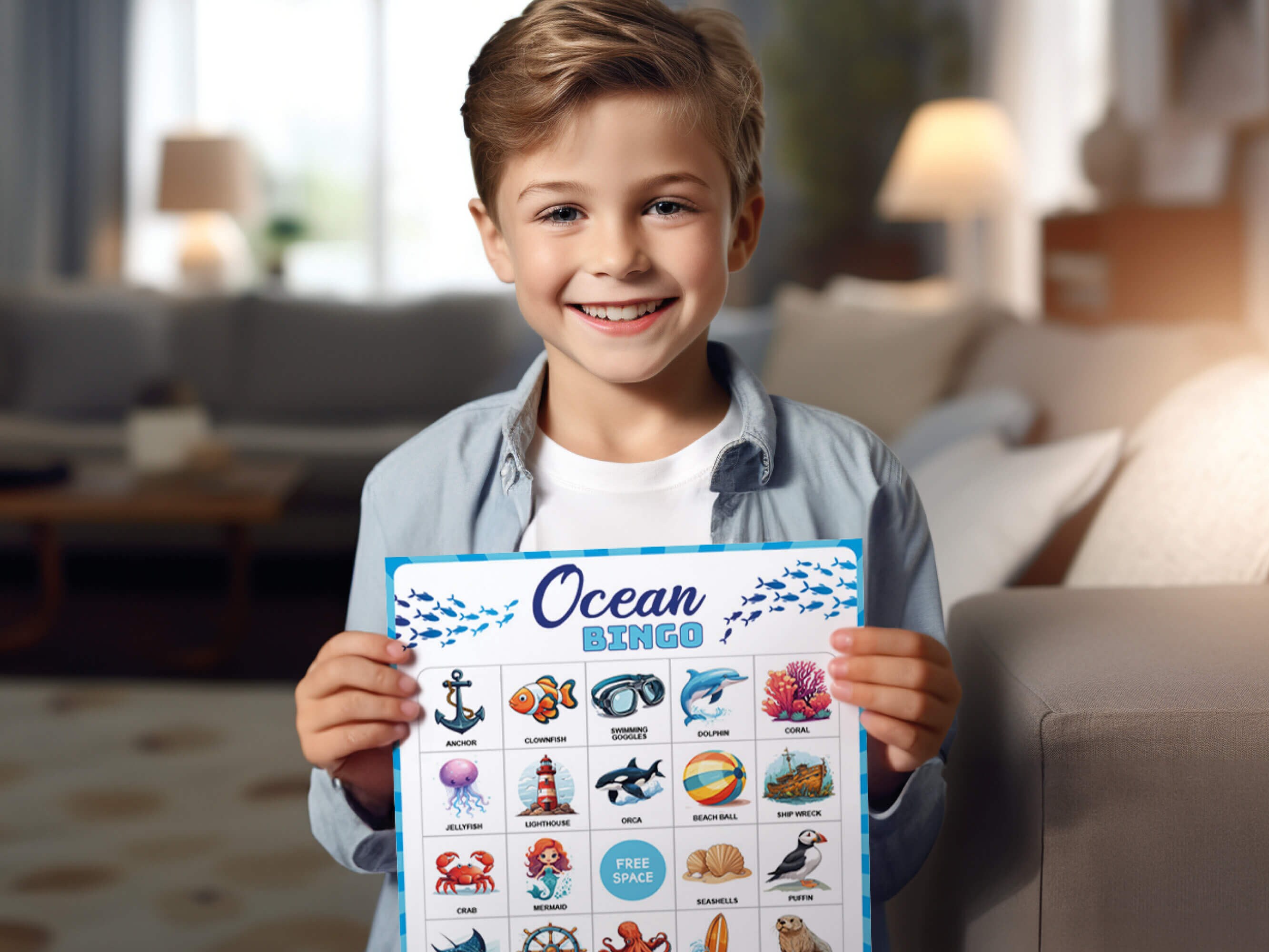 Ocean Bingo, 50 Sea Bingo Cards, Birthday Activities, Kids Underwater ...
