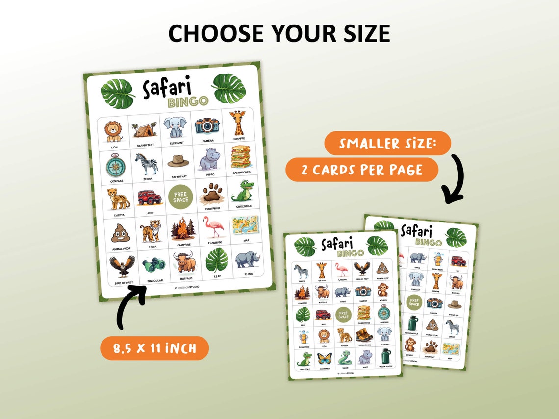 Safari Bingo, 50 Birthday Bingo Cards, Birthday Activities, Kids Safari ...