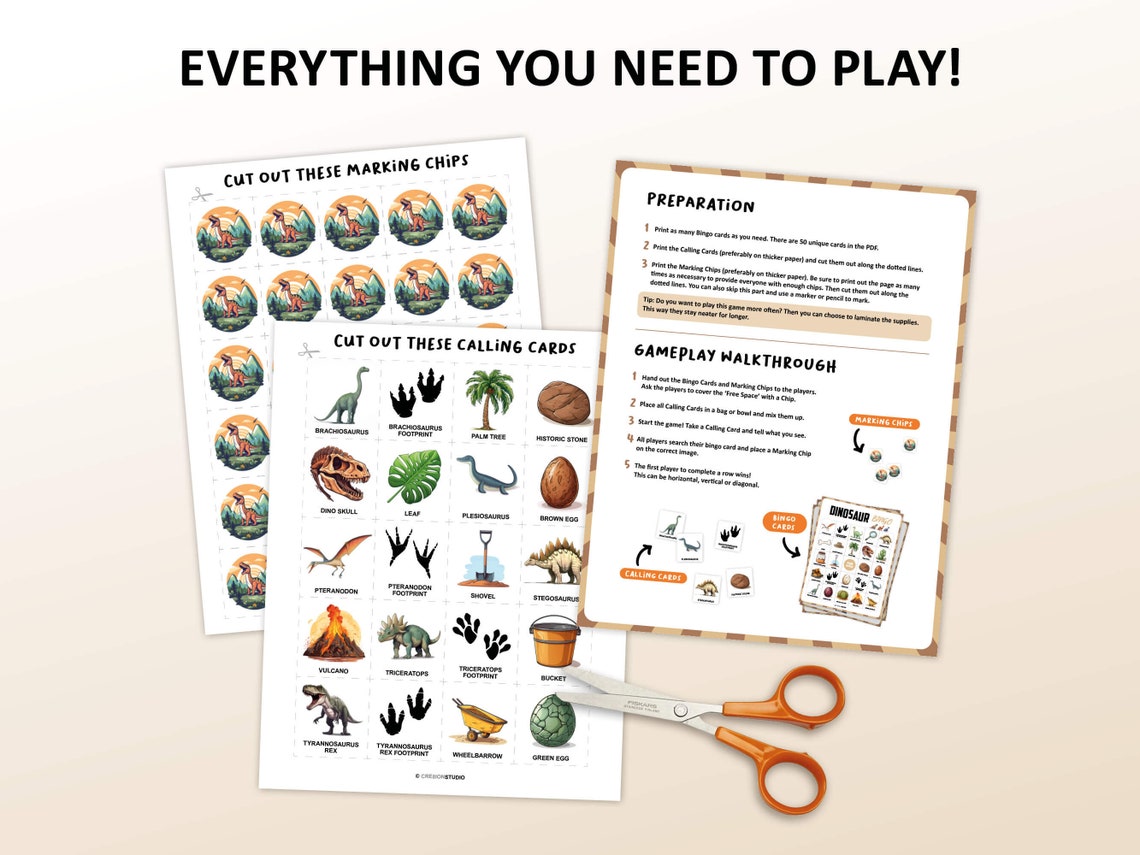 Dinosaur Bingo, 30 Dinosaurs Bingo Cards, Birthday Activitiy, Kids Dino ...