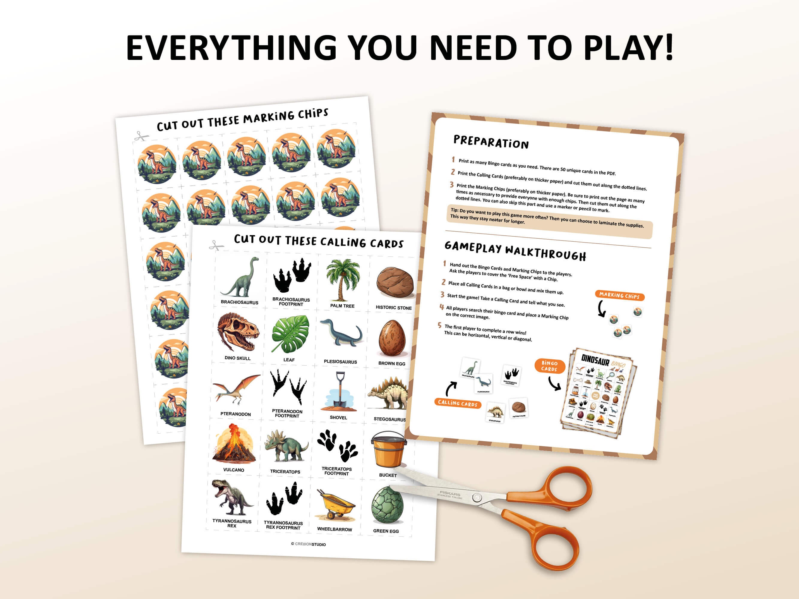 Dinosaur Bingo, 50 Dinosaurs Bingo Cards, Birthday Activitiy, Kids Dino ...