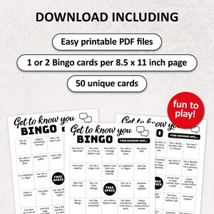 Get to Know You Bingo, 50 Human Bingo Cards, Icebreaker Office Party ...