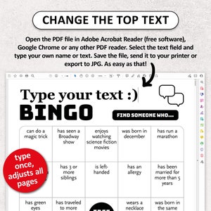 Personalized Office Bingo, 50 Human Bingo Cards, Icebreaker Party Game ...