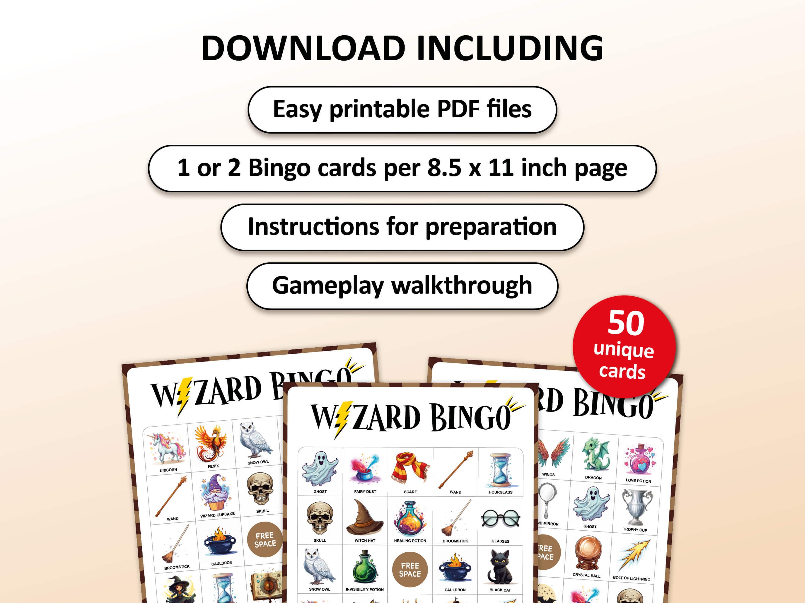 Wizard Bingo, 50 Wizard Bingo Cards, Birthday Activities, Kids Wizard ...