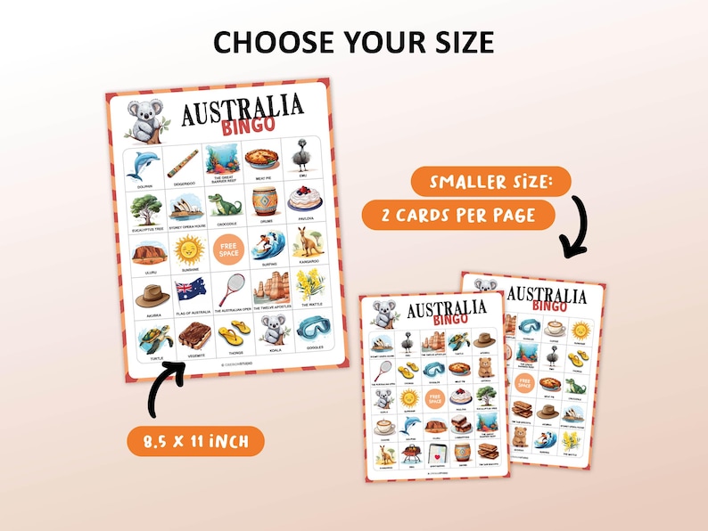 Australia Travel Bingo Game, 50 Bingo Cards, Australian Trip Vacation ...
