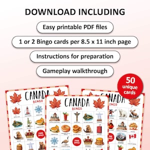 Canada Travel Bingo Game, 50 Bingo Cards, Travel Trip Vacation ...