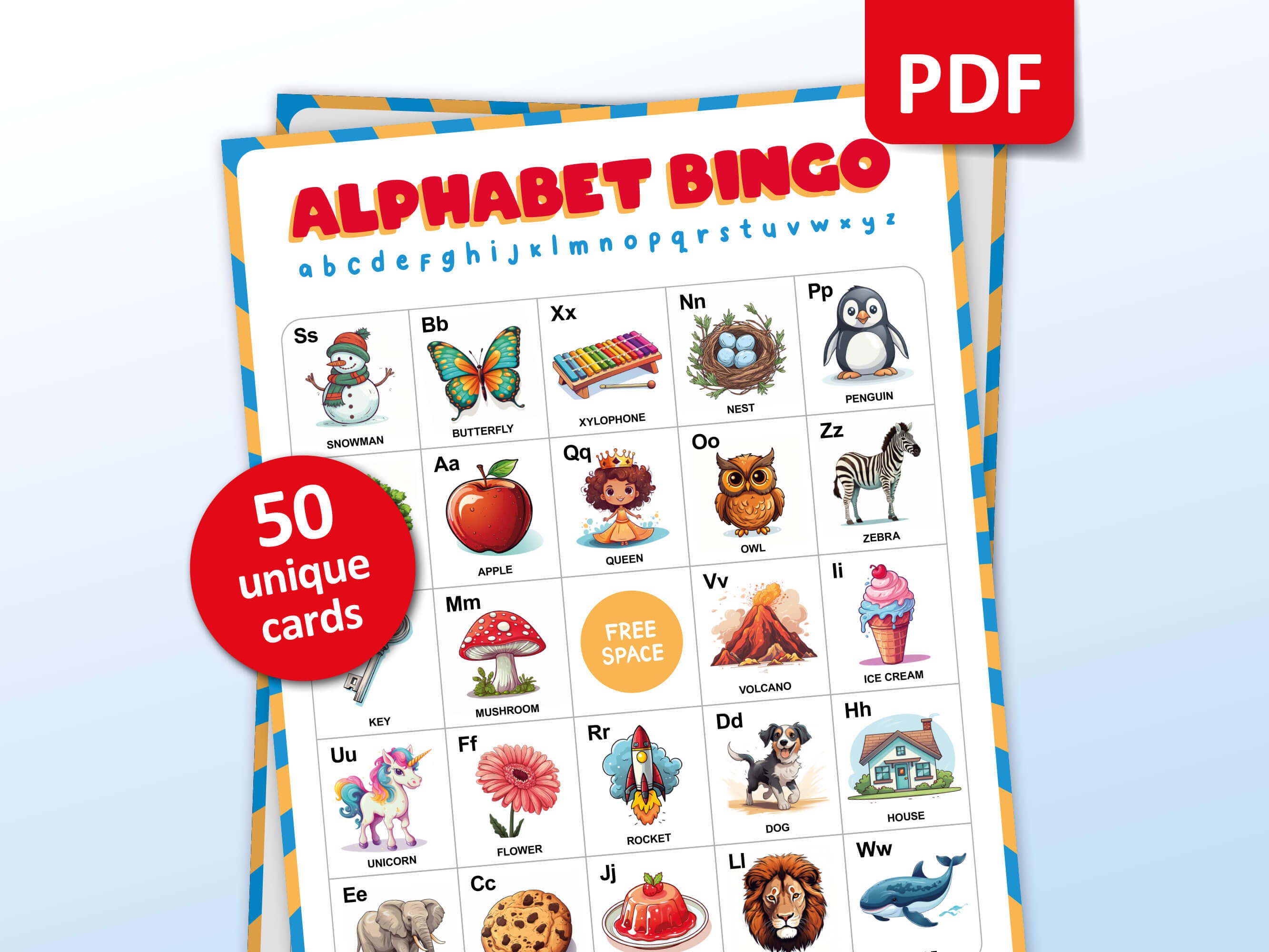 Alphabet Bingo, 50 Letter Bingo Cards, Kids Learning Activities ...
