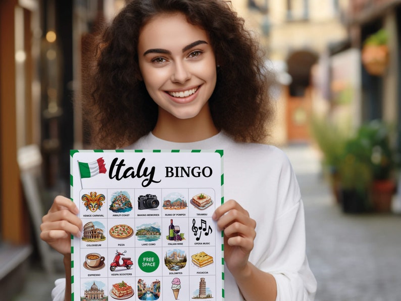 Italy Travel Bingo Game, 50 Italy Bingo Cards, Travel Trip Vacation ...