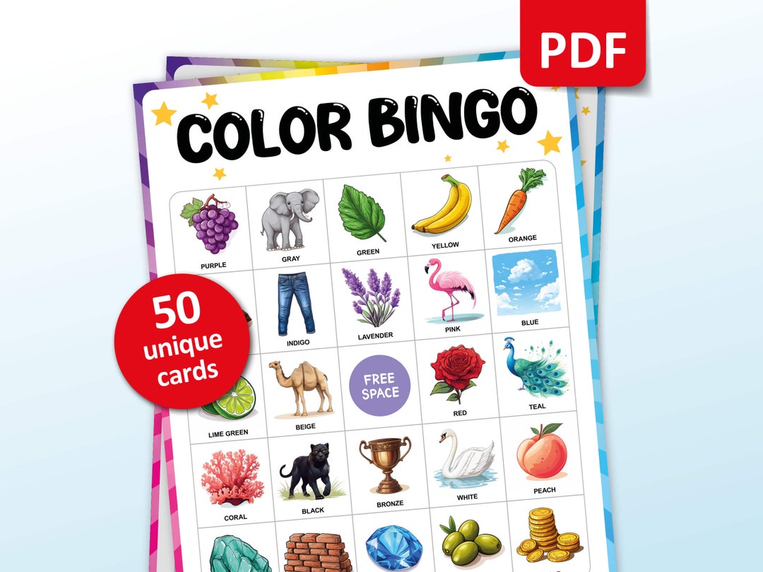 Color Bingo, 50 Color Bingo Cards, Kindergarten Activities, Kids ...