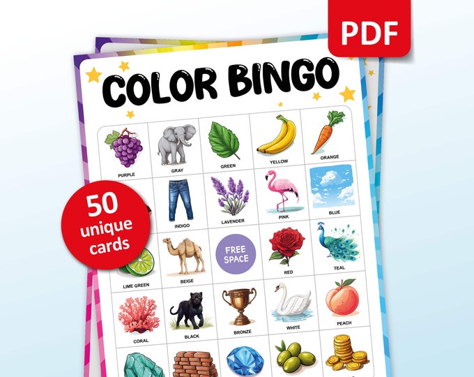 Printable Color BINGO Game, Preschool Digital Download, Kindergarten ...